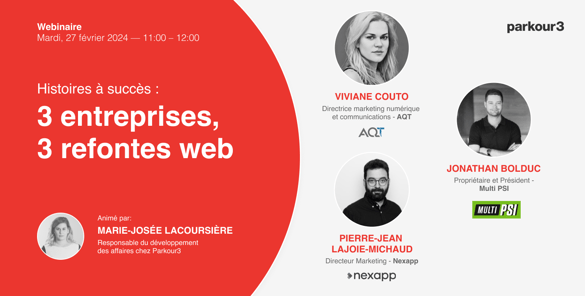 Histoires à succès 3 entreprises, 3 refontes web | Parkour3 Histoires à succès 3 entreprises, 3 refontes web | Parkour3